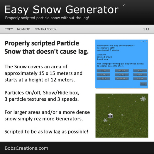 Second Life Marketplace - Easy Snow Generator
